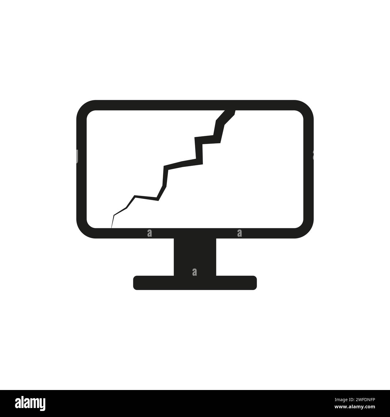 Broken monitor. Computer screen cracked icon. Vector illustration. EPS ...