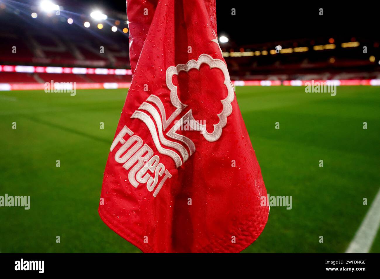 A general view of a Nottingham Forest corner flag at the City Ground ...