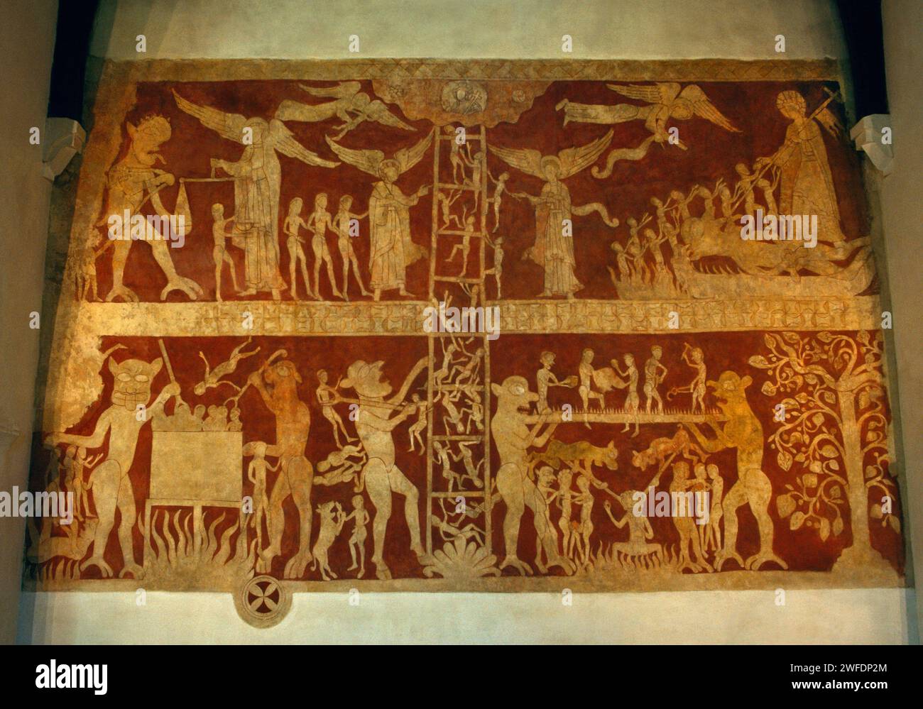 Wall painting of the Ladder of the Salvation of the Human Soul, and the ...