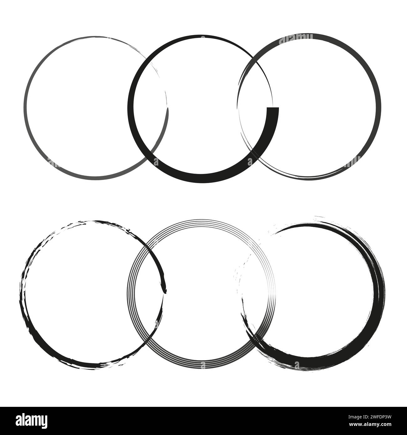 Round paint brush black stroke set. Vector illustration. EPS 10. Stock ...