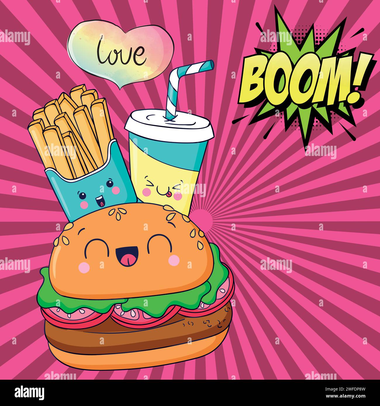 fast food pop art style hotdog cartoon Stock Vector Image & Art - Alamy
