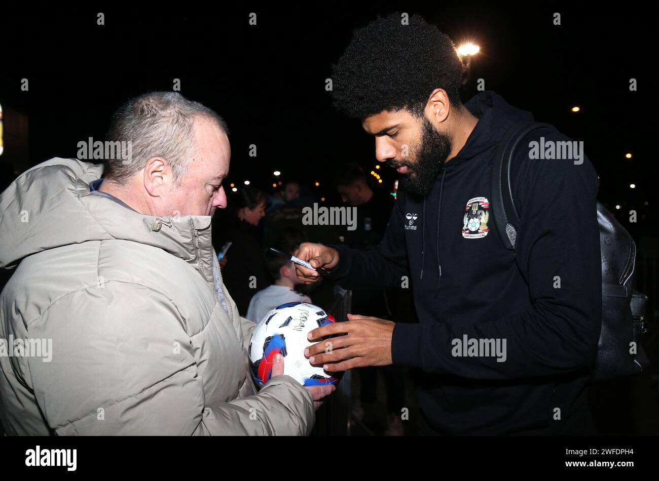 Coventry City's Ellis Simms with fans ahead of the Sky Bet Championship ...