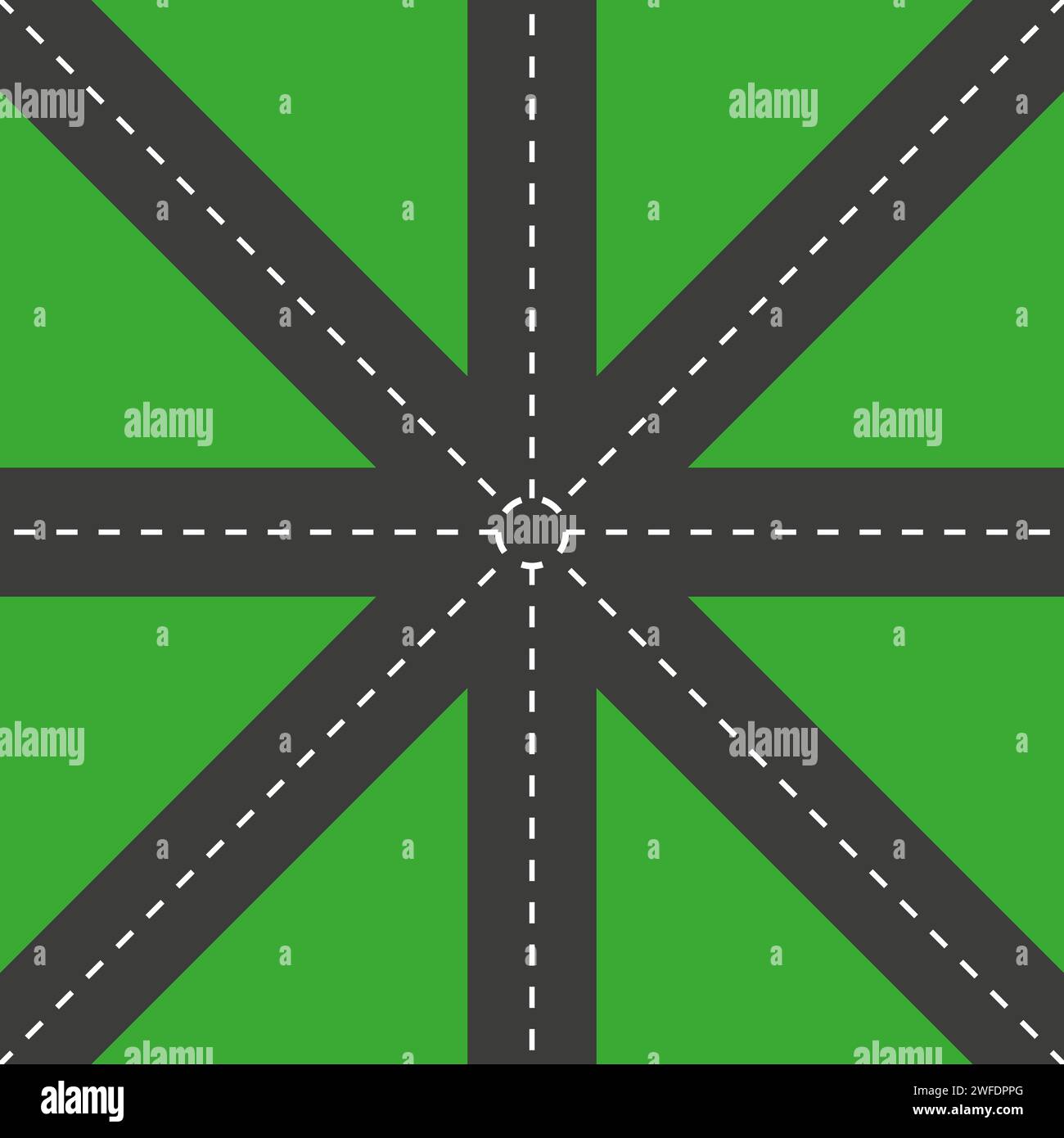 Junction, road from above with perspective. Vector illustration. EPS 10 ...