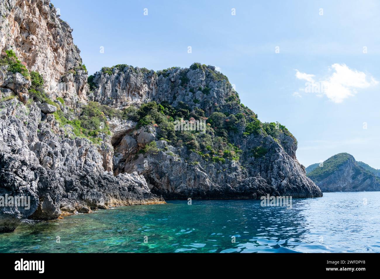 Picturesque Western Coastline of Corfu Island Greece with Limestone ...