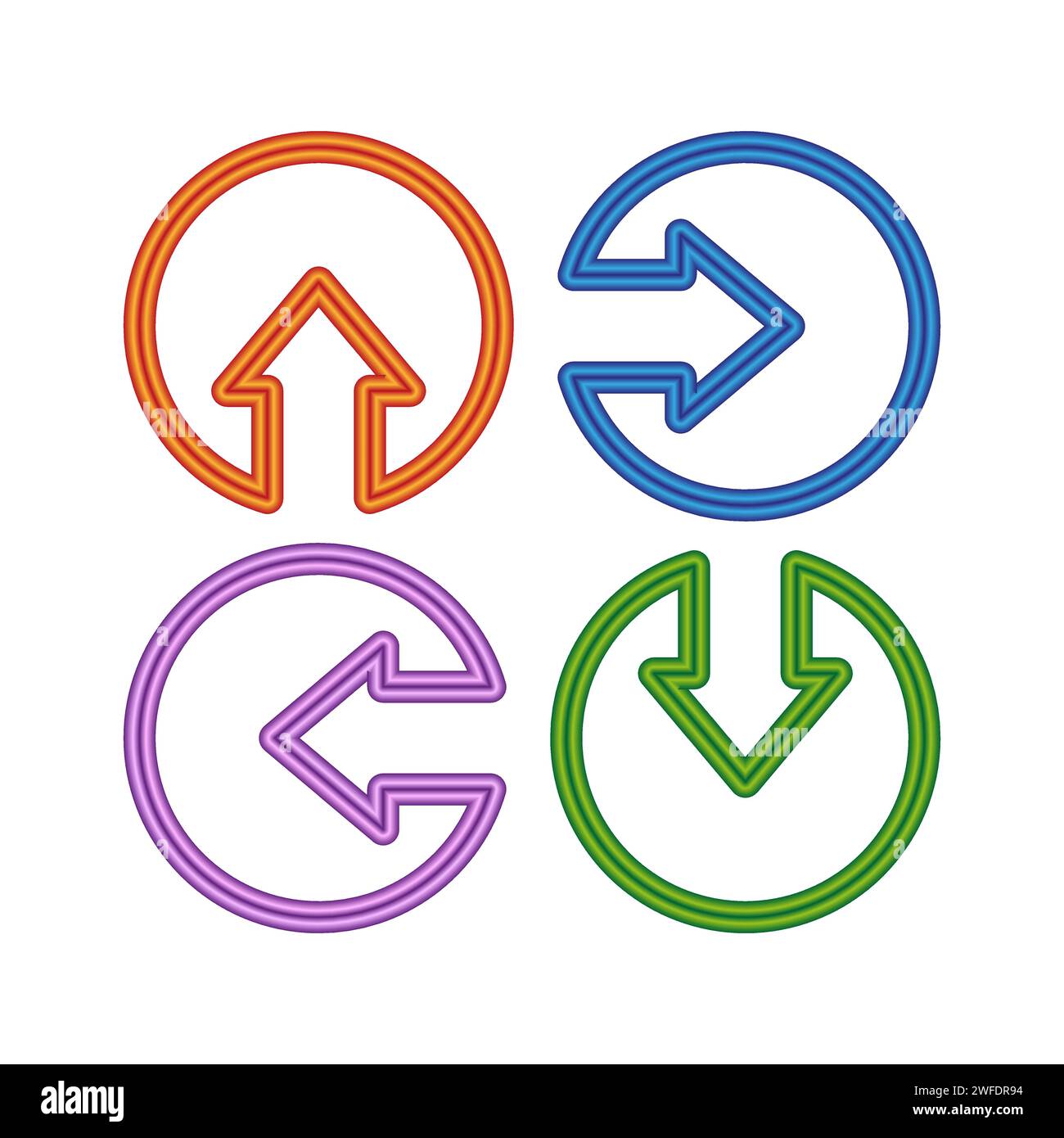 Arrow icons pointing left, right, up and down. Vector illustration. EPS 10. Stock image Stock ...