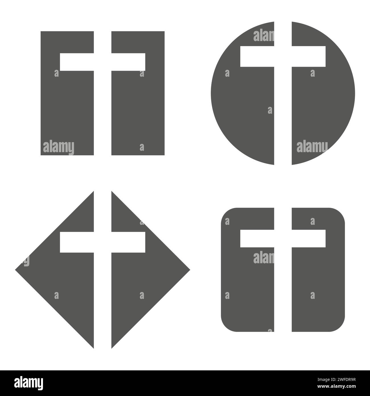 Crucifixion or Church icon set. Religion logo set. Vector illustration ...