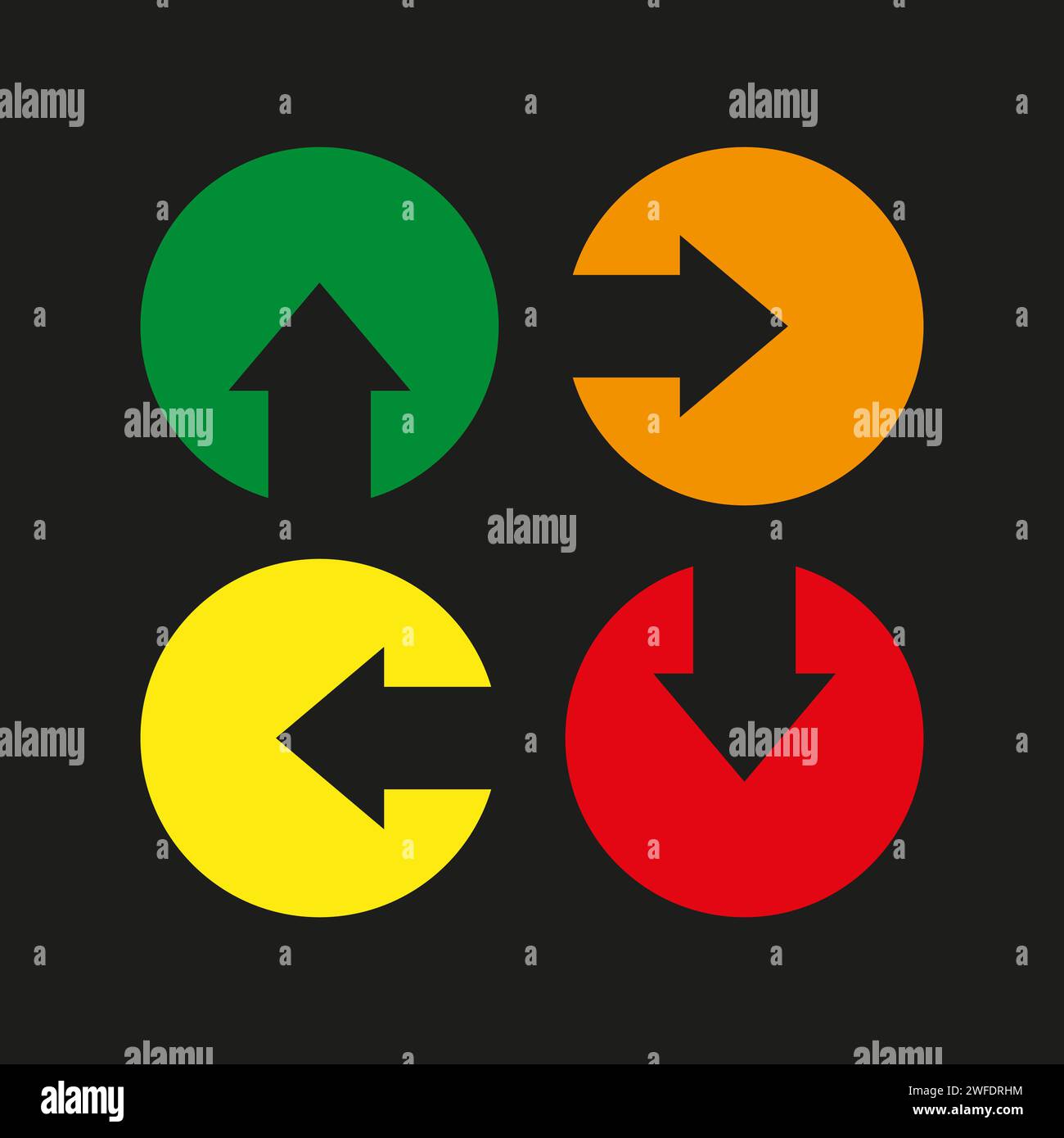 Arrow icons pointing left, right, up and down icon. Vector illustration. EPS 10. Stock image ...