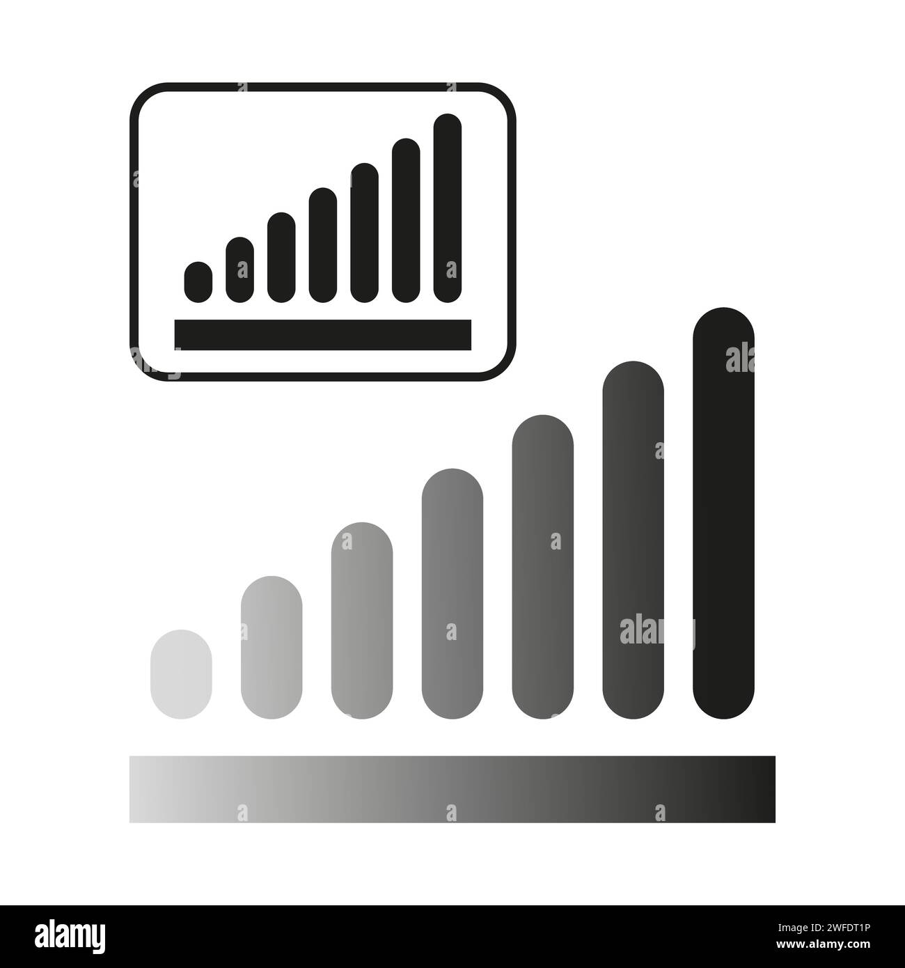 Bar chart bar graph symbol. Rounded rectangle chart concept. Vector ...