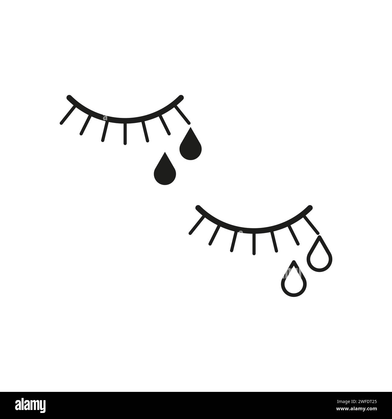Watering eyes, tear, crying icon. Vector illustration. EPS 10. stock ...