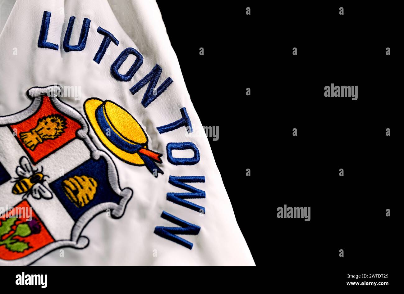 A Luton Town branded corner flag ahead of the Premier League match at ...