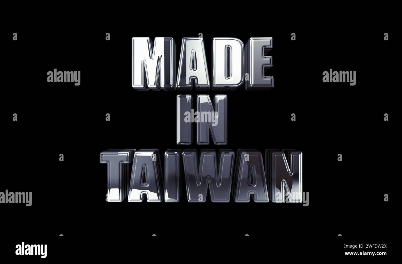 Made in Taiwan technology export golden metal shine symbol concept ...