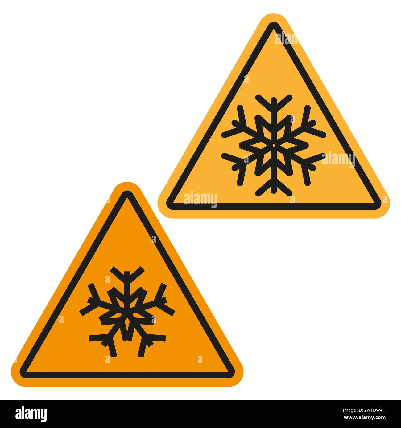 Snow warning sign. Risk of ice warning symbol set. Vector illustration ...