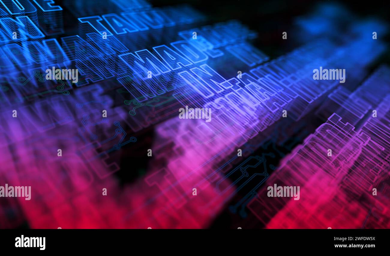 Made in Taiwan technology export symbol digital concept. cyber ...