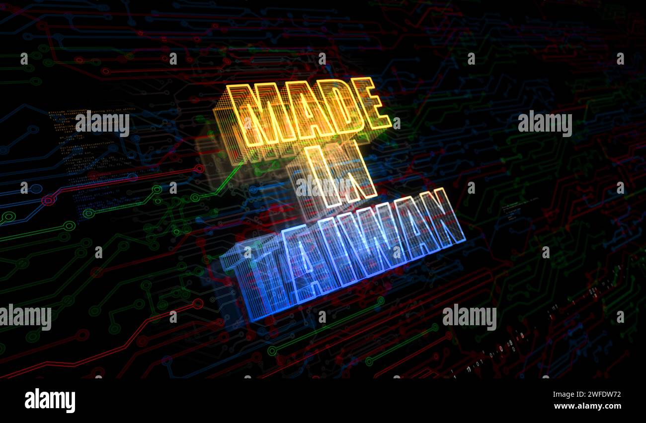 Made in Taiwan technology export symbol digital concept. cyber ...