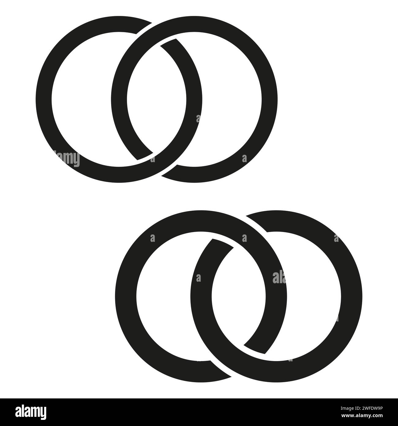 Interlocking circles set. Circles, rings concept icon. Rings contour ... Interlocking circles set. Circles, rings concept icon. Rings contour ...