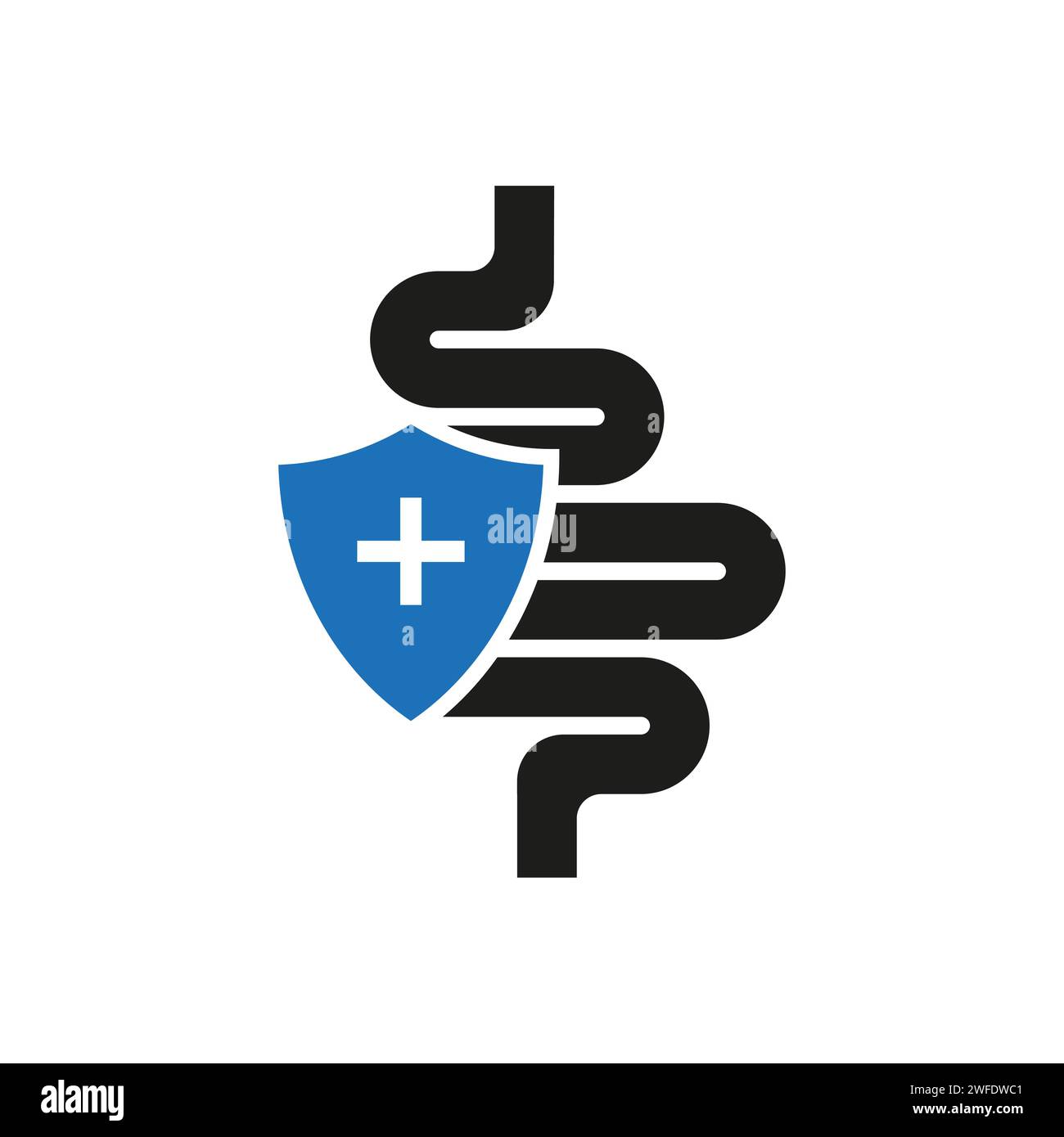 Healthy protected intestine icon. Digestive system protection symbol ...