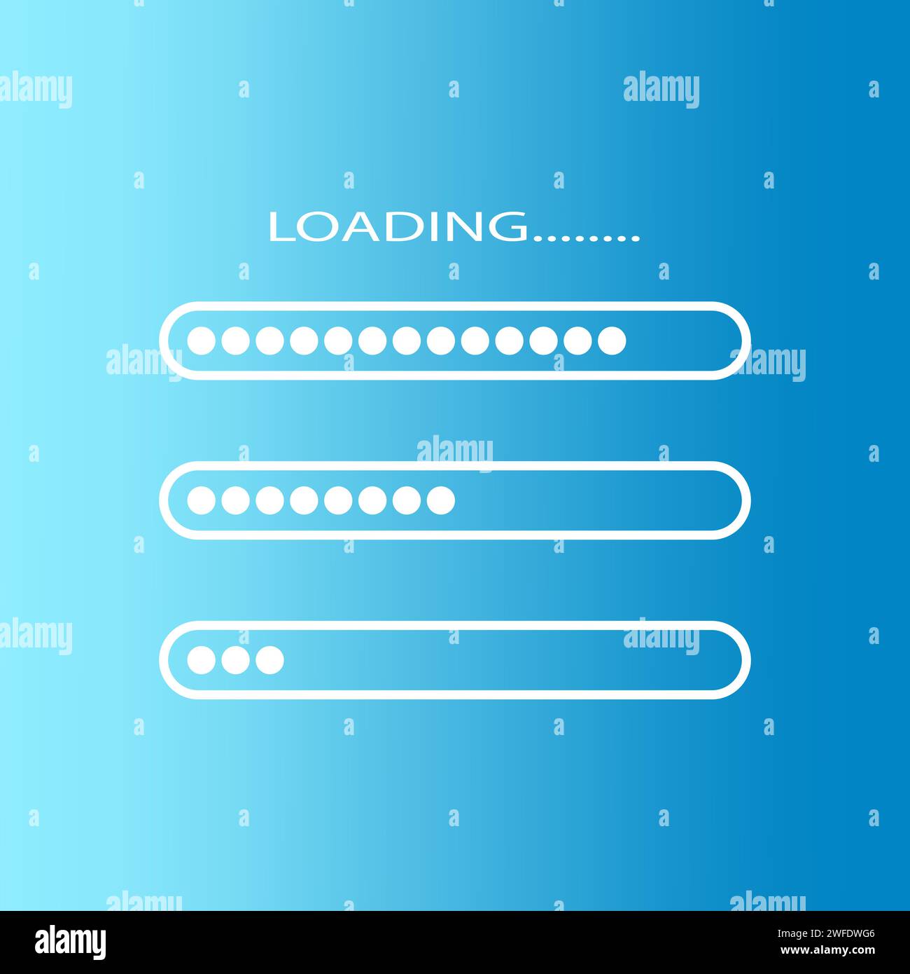 Loading icon. Loading bar on a blue background. Different loading bars ...