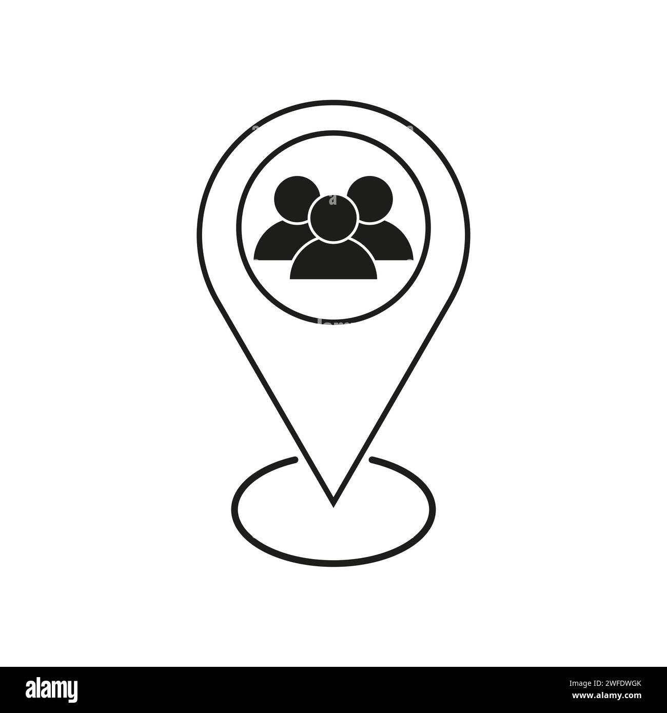 Group of people location icon. Place on the map of people. Vector ...