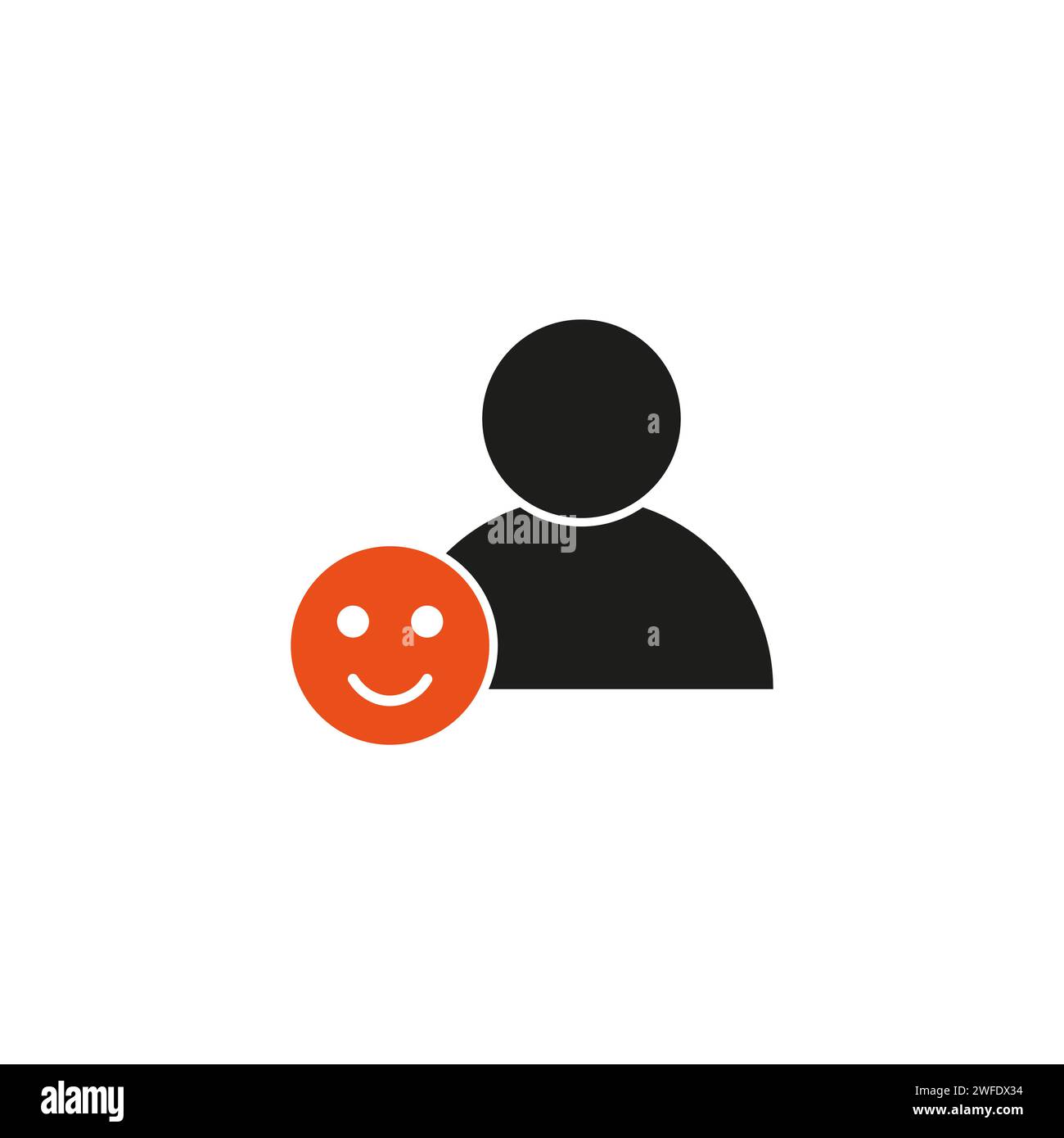 User profile with happy face icon. Feedback symbol. Smile rating icon ...