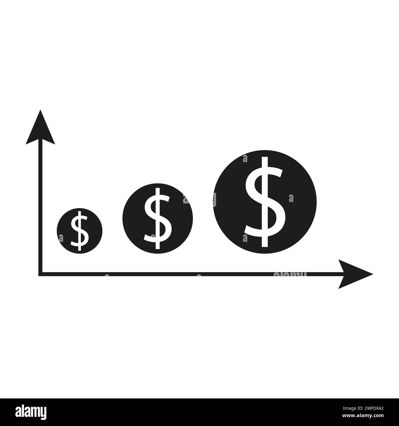 Financial chart. Graph with dollars coins. Vector illustration. Eps 10 ...