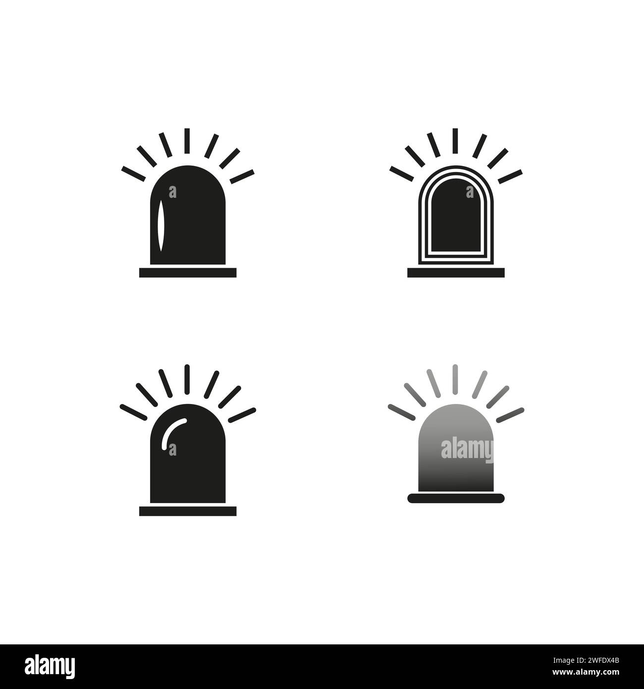 Siren icon set. Flashing lights on the car set. Vector illustration ...