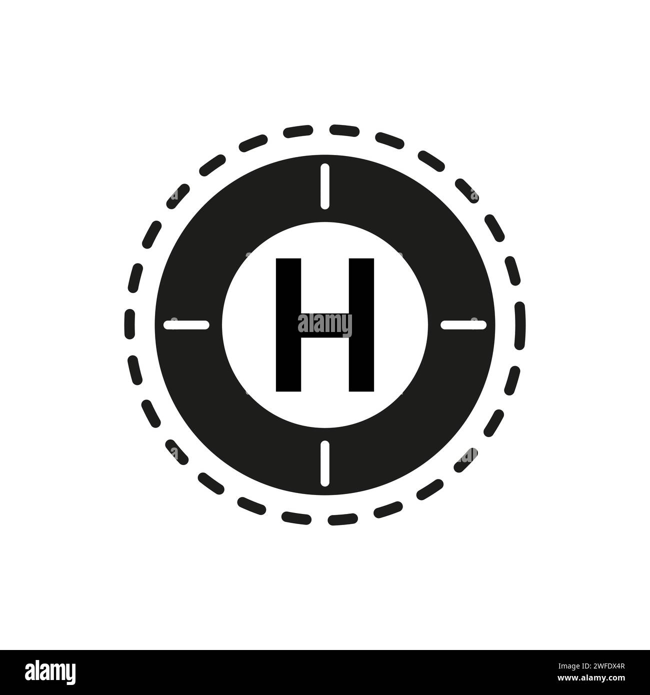 Helipad Icon. Area platform. Helicopter landing pad. H letter. Vector ...