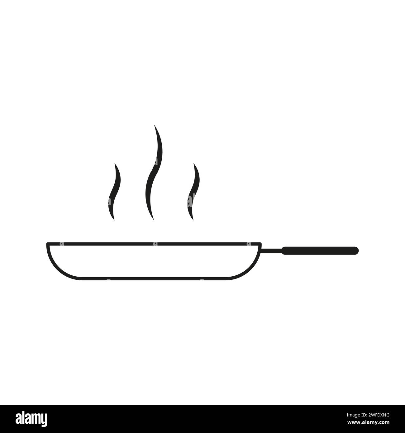 Frying pan icon. Hot pan with steam. Vector illustration. stock image ...