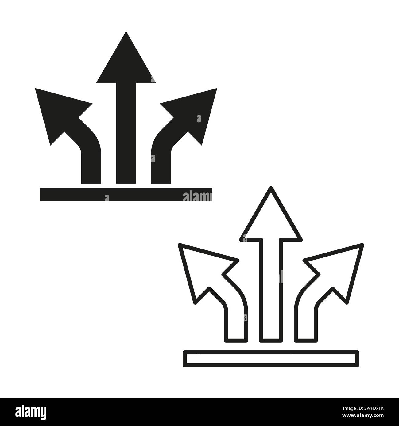 Curve to left sign, go straight signal. Curve to right symbol, traffic ...