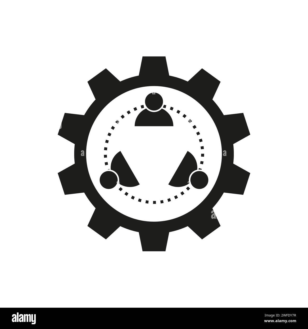 Human interaction. Icons of people in gears. Symbol of teamwork. Vector ...
