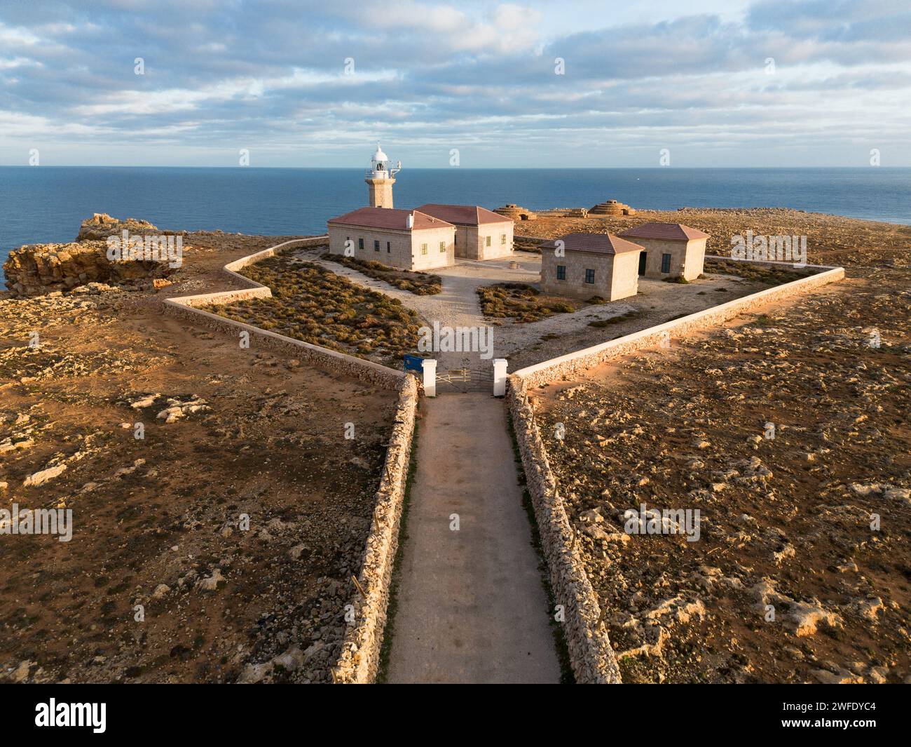 Punta Nati lighthouse in Menorca island aerial view Stock Photo - Alamy