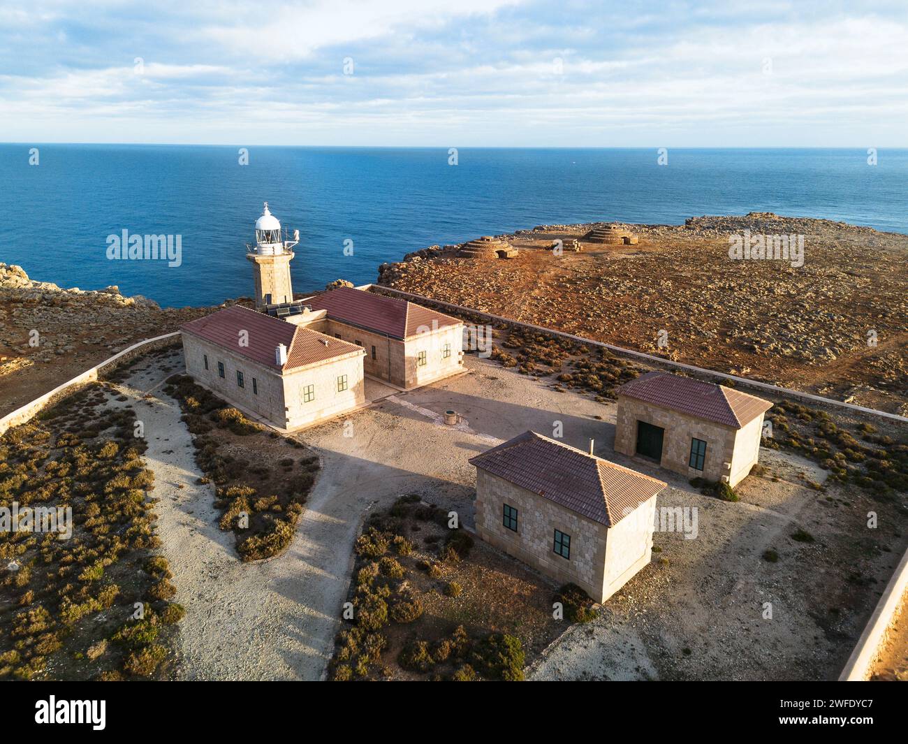 Punta Nati lighthouse in Menorca, Balearic Islands Stock Photo - Alamy