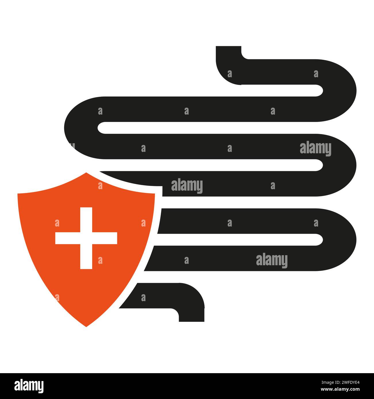 Healthy protected intestine image. First aid for bowel diseases symbol ...