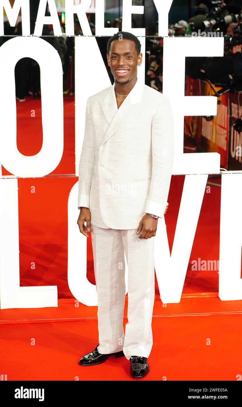 Micheal Ward attending the UK premiere of Bob Marley: One Love, at the ...