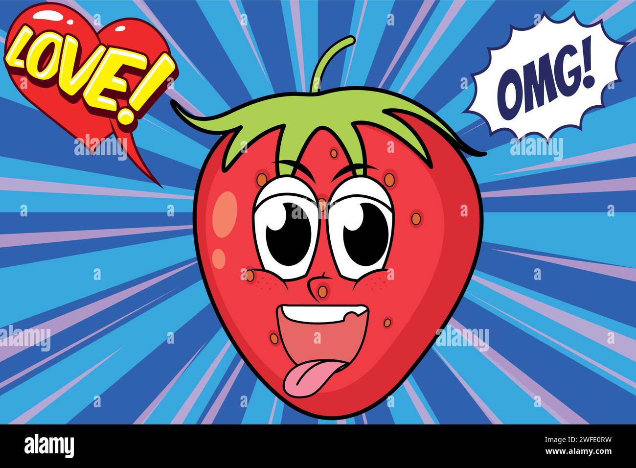 strawberry cartoon pop art style vector image Stock Vector Image & Art ...