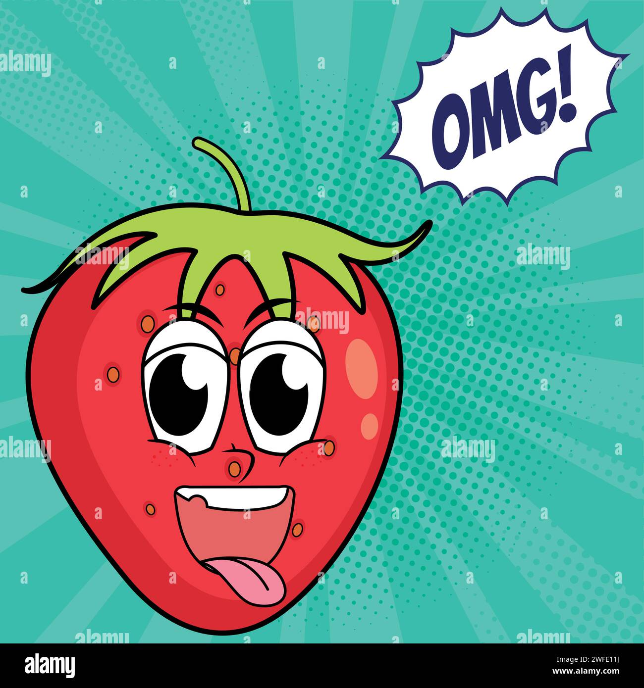 strawberry cartoon pop art style vector image Stock Vector Image & Art ...