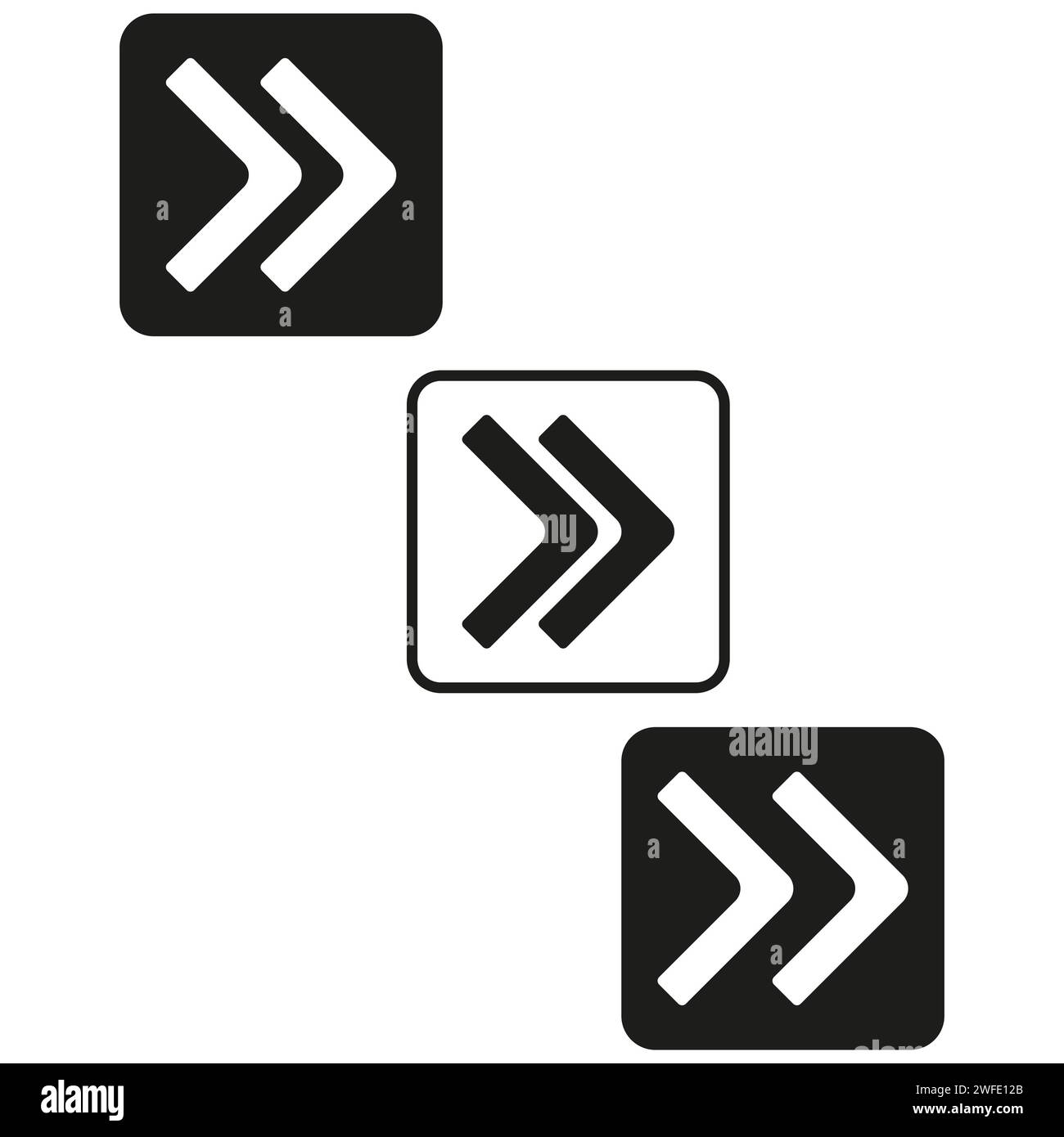 Fast forward double right arrows icon set. Vector illustration. EPS 10 ...