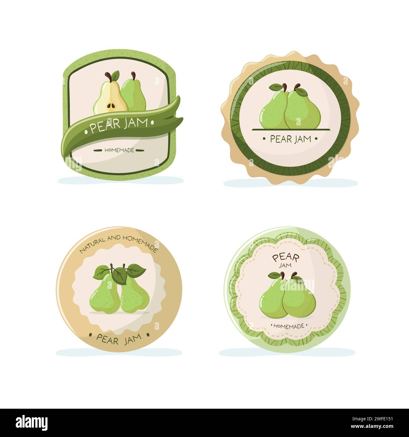 Set of labels for pear jam packaging. Vector illustration Stock Vector ...