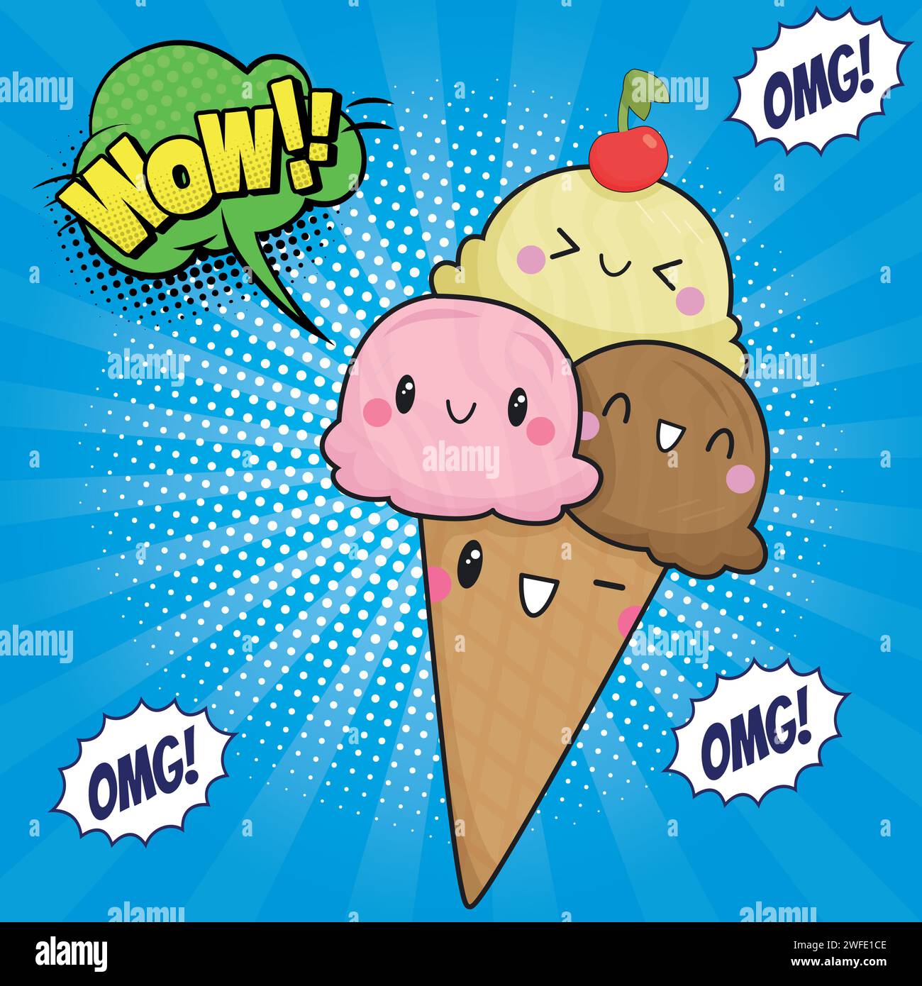 ice cream pop art style vector image Stock Vector Image & Art - Alamy