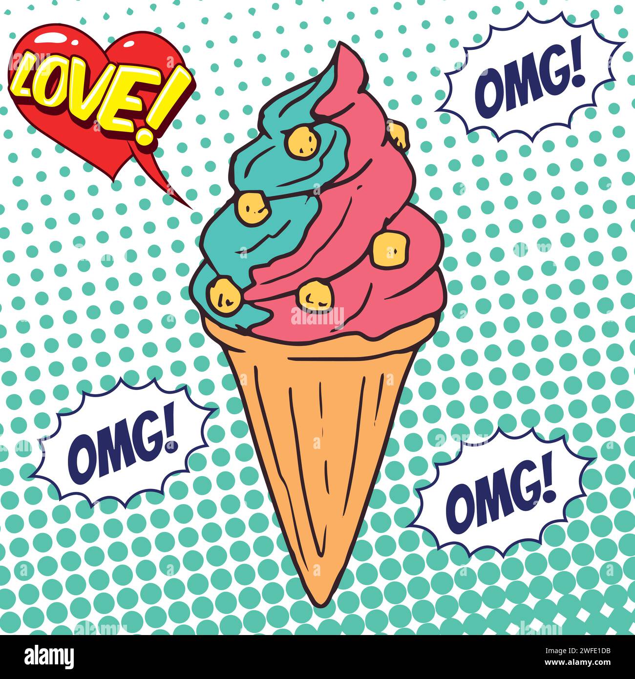 ice cream pop art style vector image Stock Vector Image & Art - Alamy