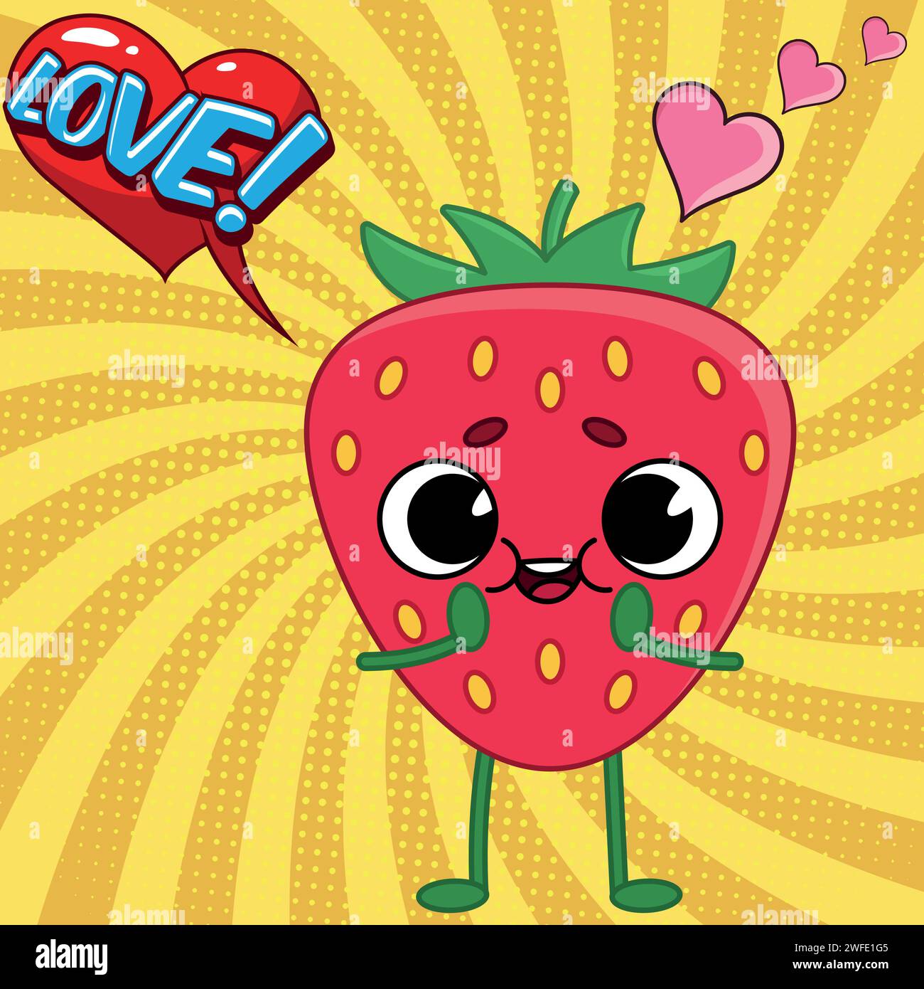 strawberry cartoon pop art style vector image Stock Vector Image & Art ...