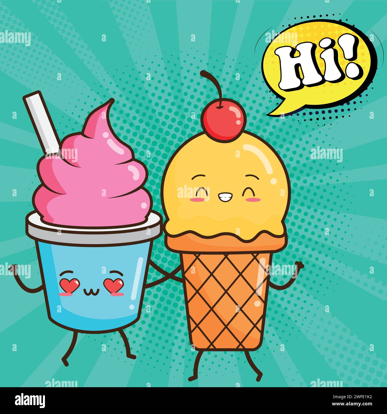 ice cream pop art style vector image Stock Vector Image & Art - Alamy
