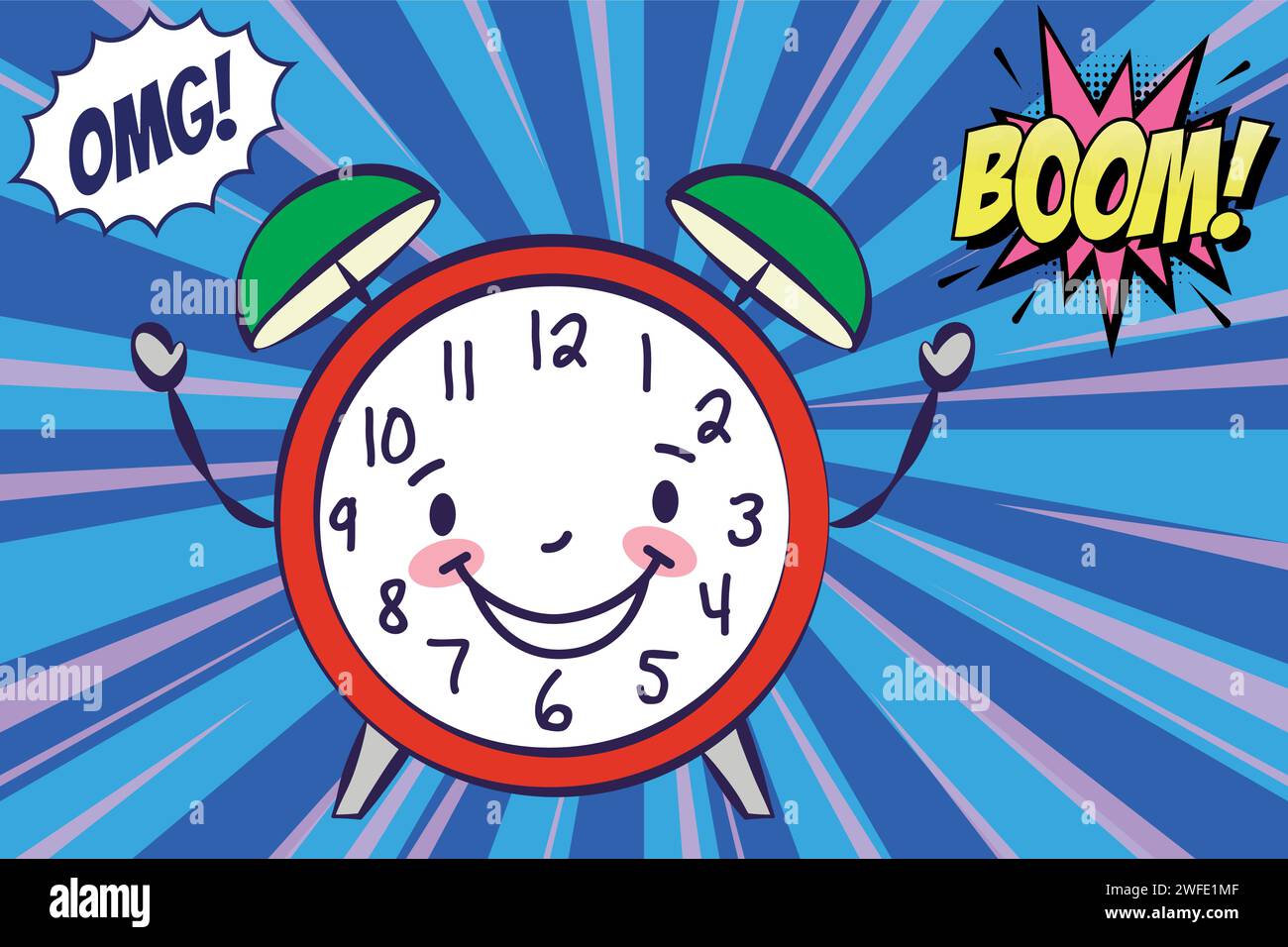 Clock cartoon pop art style vector image Stock Vector Image & Art - Alamy