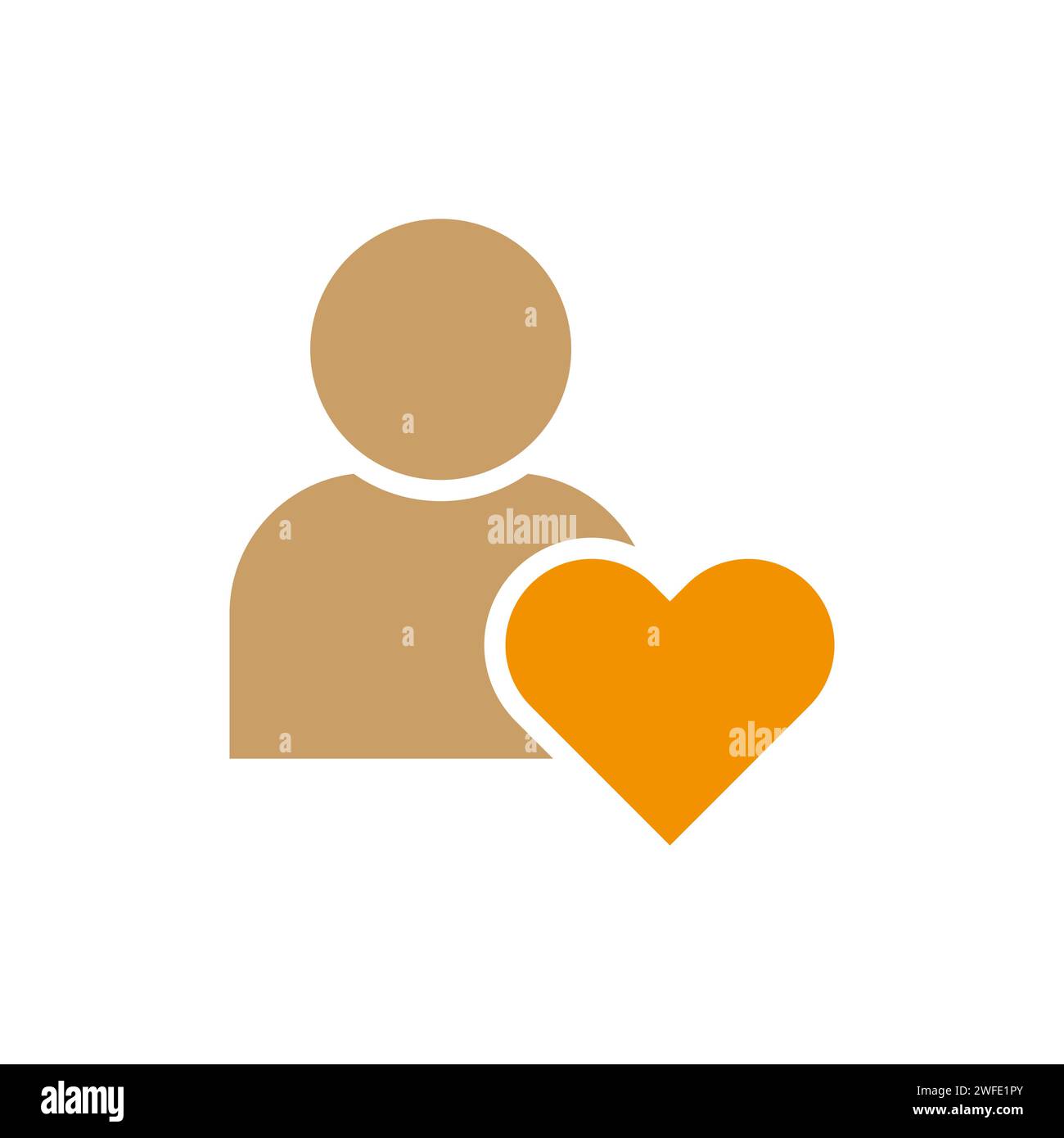 User profile with heart icon. Charity, donation, feedback symbol ...