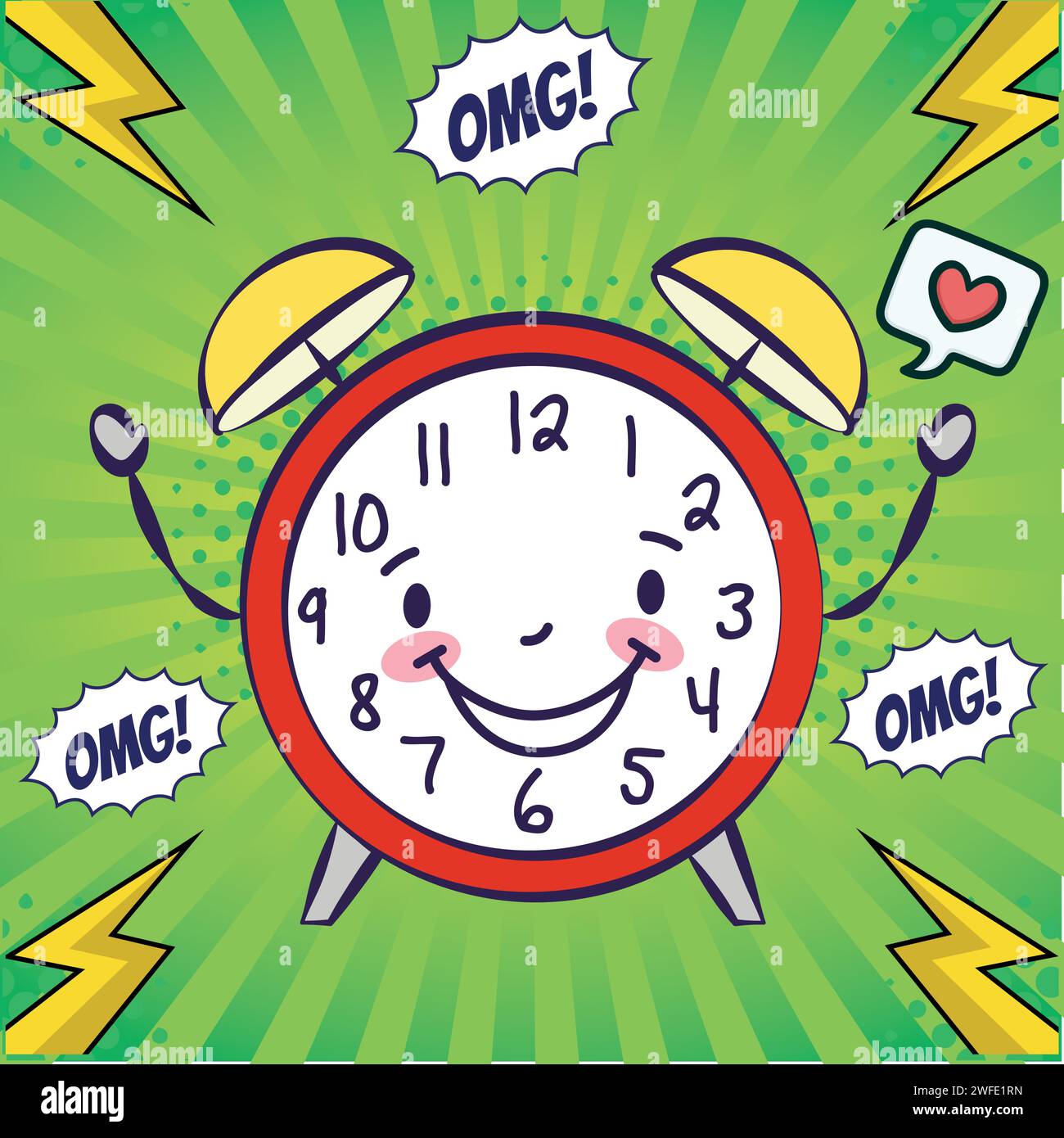 Clock cartoon pop art style vector image Stock Vector Image & Art - Alamy