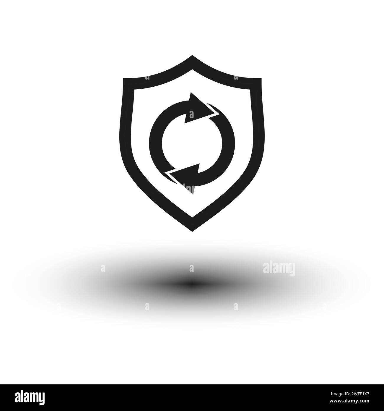 Protection system update icon. Shield with arrows rotation. Update app ...