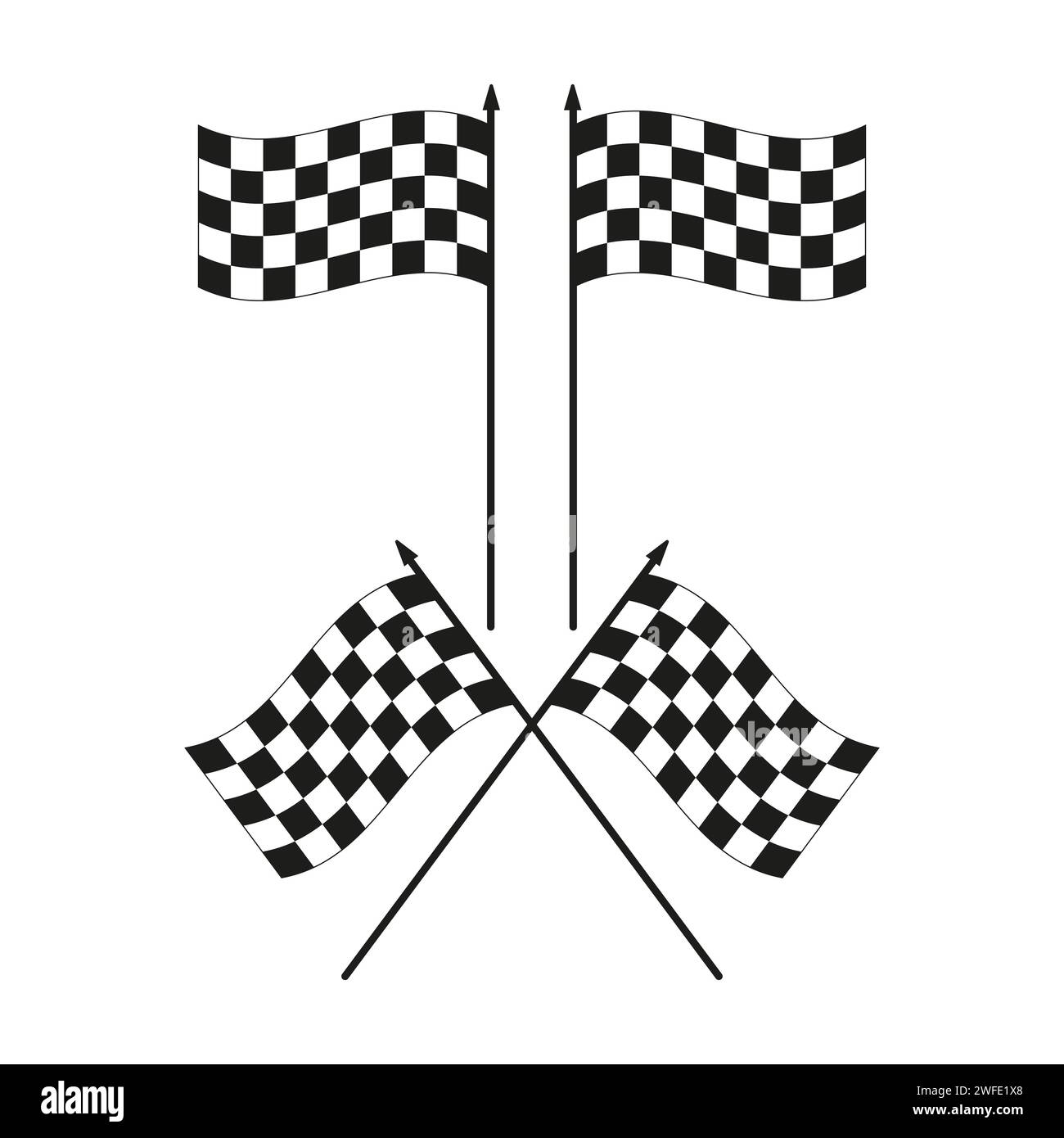 Set of finish flag. Finish flag for car racing. Vector illustration ...