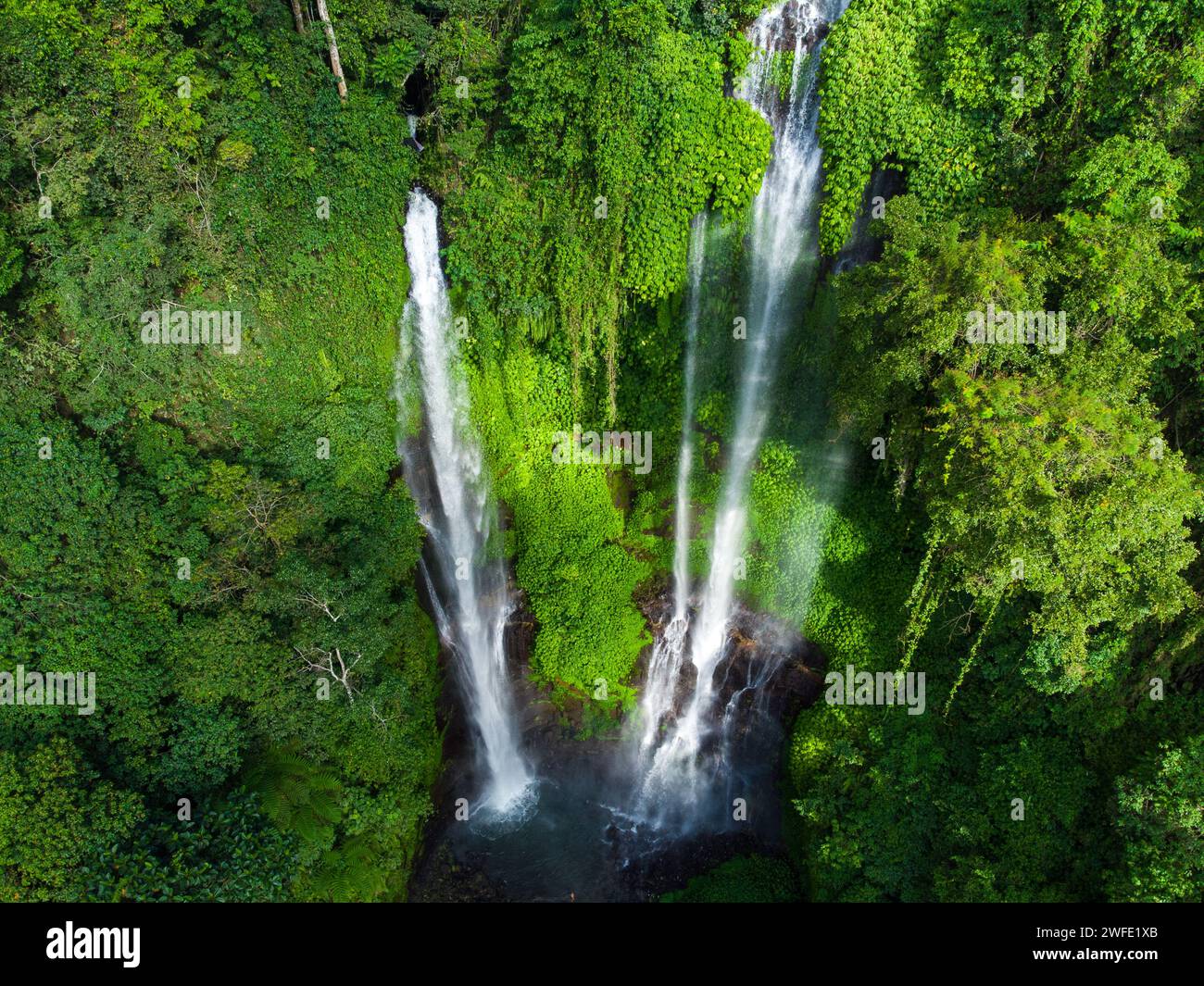 Aerial view of a jungle waterfall Stock Photo - Alamy