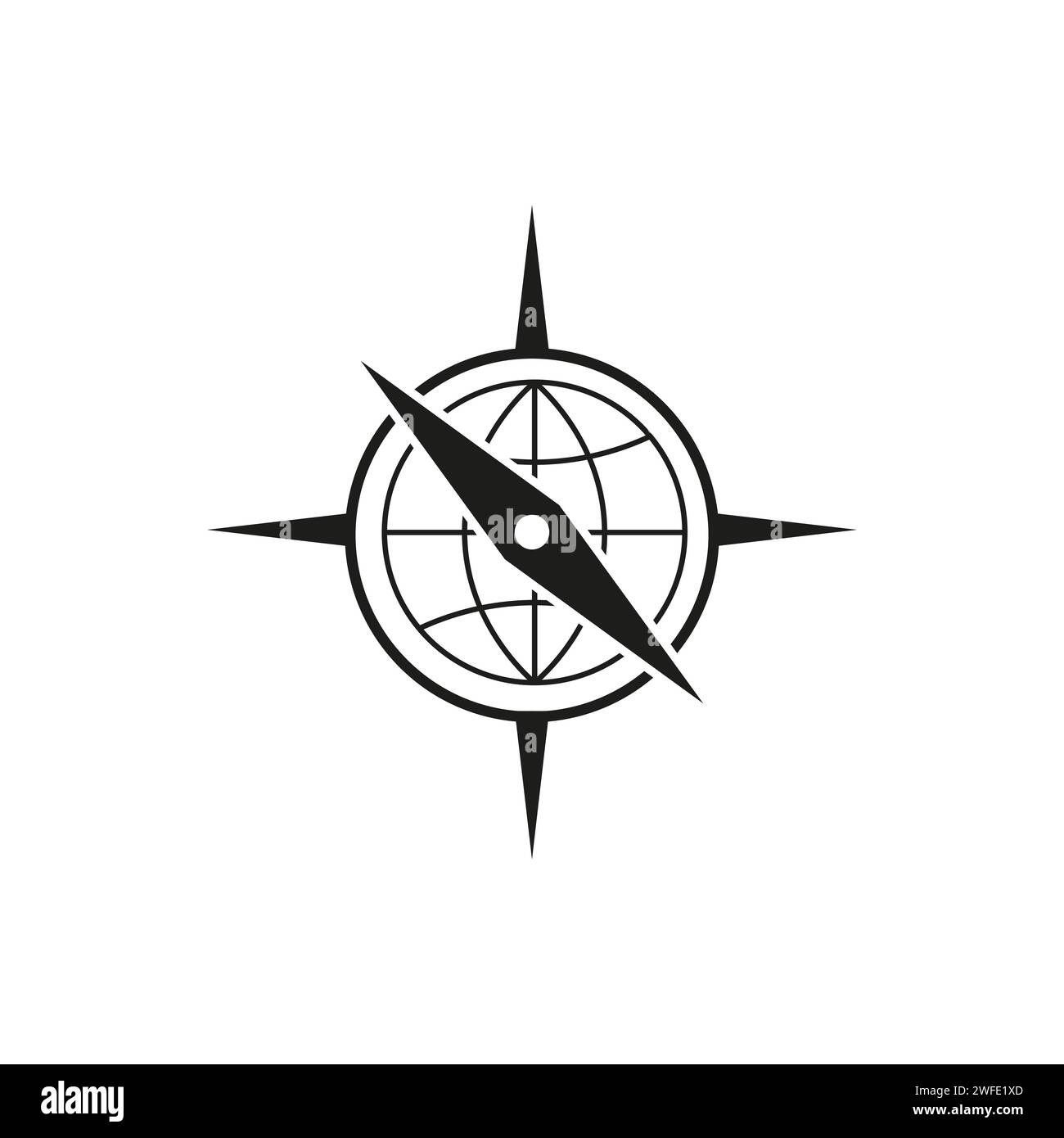 Logo combination of a compass and earth. Vector illustration. EPS 10 ...