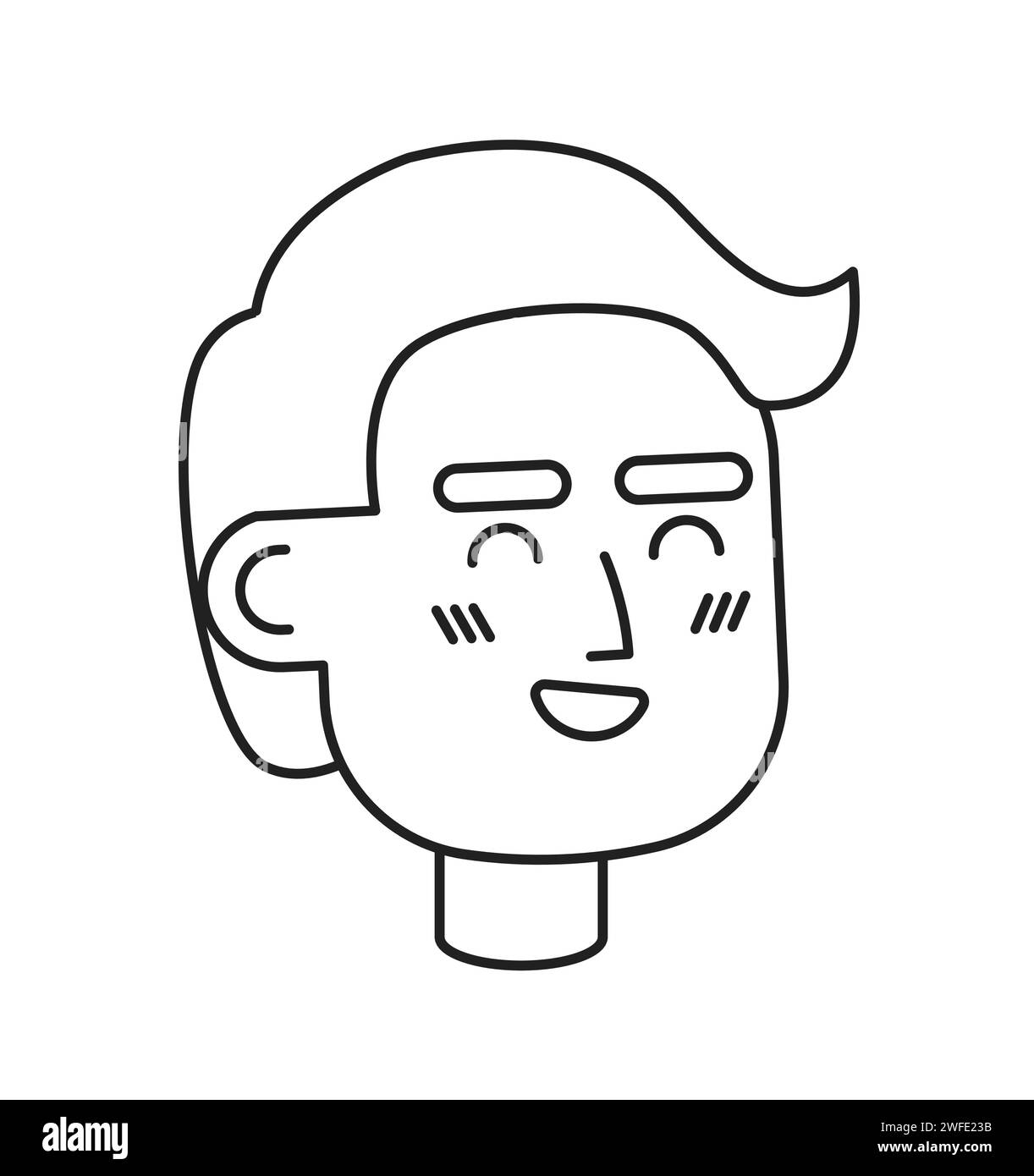 Laughing blond hair caucasian man black and white 2D vector avatar ...