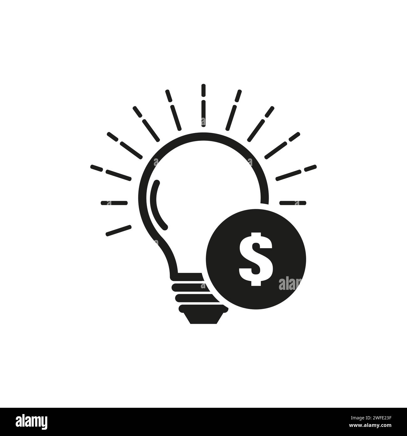 Money idea icon. Dollar with light bulb. Business light. Vector ...